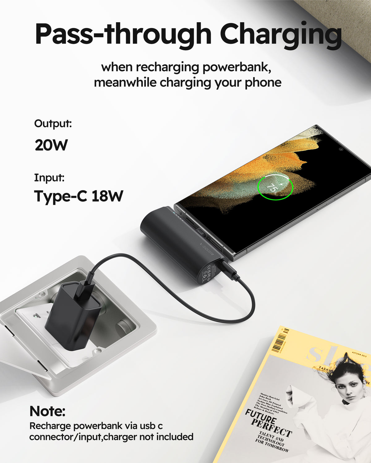 5,000mAh Mini Battery Pack Fast Charging 20W