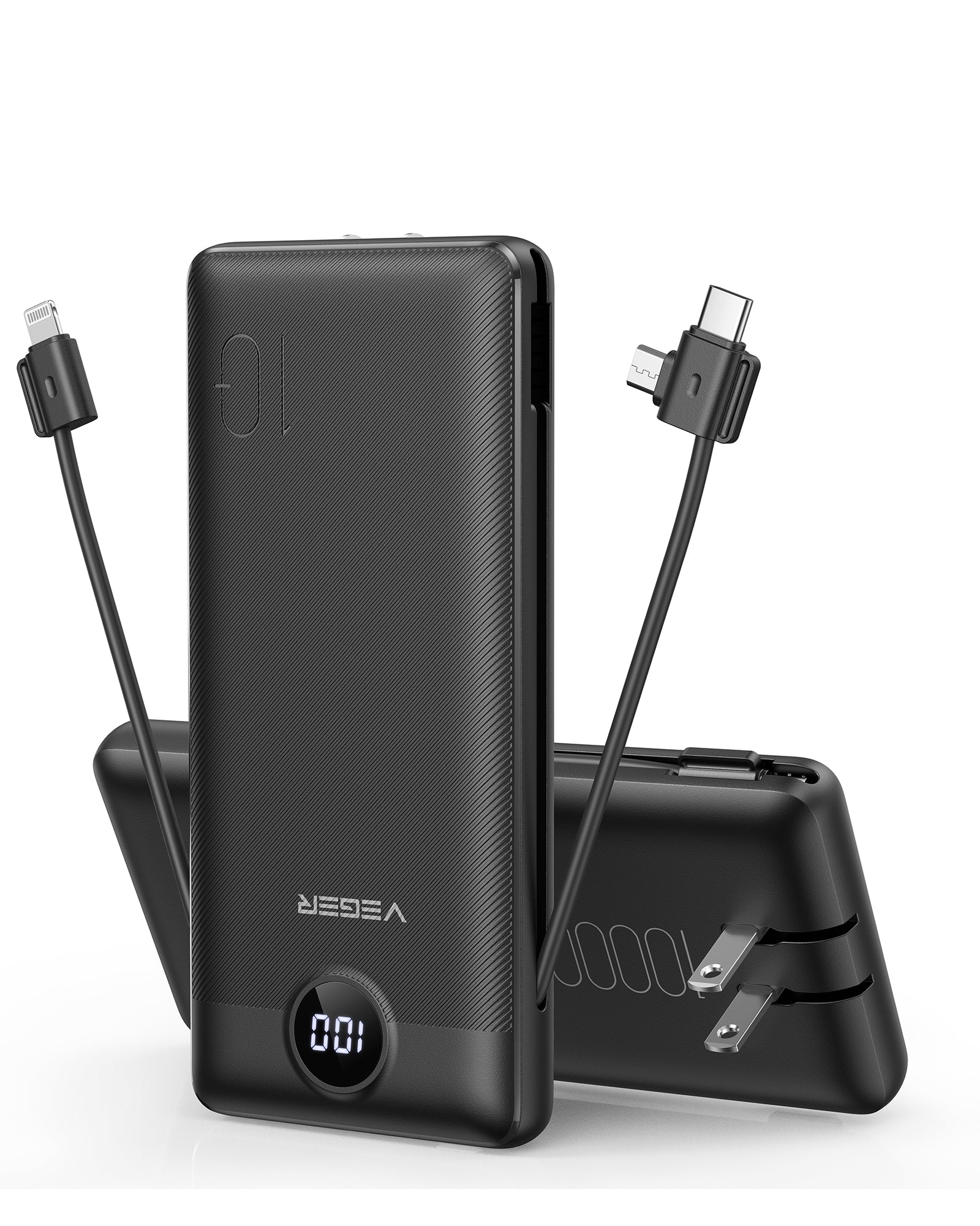 V1115 Built-in Cable and AC Plug 10000 mAh Power Bank